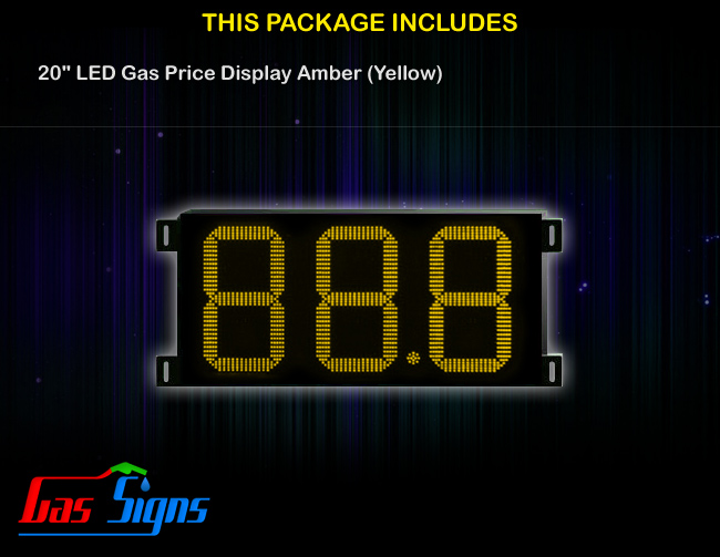 Gas Price Sign 20 inch - 88.8 Yellow Sign | 20" Gas Price LED Signs ...