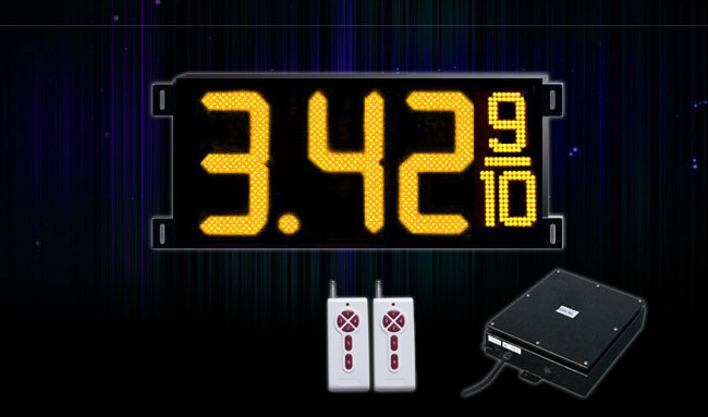 Gas Price LED Sign (Digital) 18 Inch Amber (Yellow) with 3 Large Digits ...